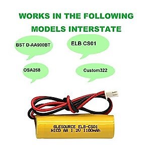 GLESOURCE AA 1100mAh 1.2V Emergency Light Battery Compatile for ELB-CS01, EXR EL 122 C4T,Custom 332,Unitech OSA268(2 Pack)