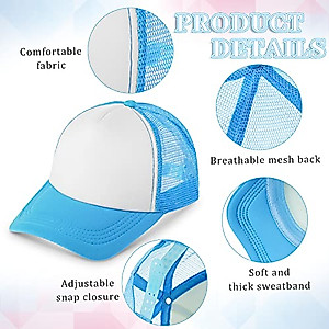 18 Pack Sublimation Blank Polyester Mesh Cap Trucker Summer Mesh Cap Unisex Two Tone and Solid Trucker Hats Blank Snapback Hat Sublimation Blank Mesh Baseball Cap for Men Women