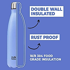 The Better Home 500 Stainless Steel Insulated Water Bottle 500ml | Thermos Flask 500ml | Hot and Cold Steel Water Bottle 500ml | Food Grade & BPA Free Insulated Water Bottles (Pack of 2)