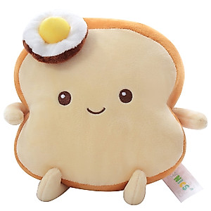 PLAYNICS Toast Bread Stuffed Plush Pillow,Big Hugging Chubby Plushie Toys,Soft Sofa Cushion for Kids Adults Gift Room Decor (Dark Brown, 9.8 inches)