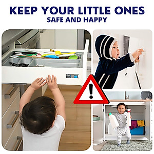 Invisible Baby Proofing Cabinet Locks - Upgraded Version with Strong Adhesive 10x Child Safety Proof Spring Locks for Cabinet & Drawer Toddler and Child Proofing Safety Latch Lock Solution by G2eComme