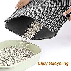 Conlun Cat Litter Mat Cat Litter Trapping Mat, Honeycomb Double Layer Design, Urine and Water Proof Material, Scatter Control, Less Waste，Easier to Clean,Washable