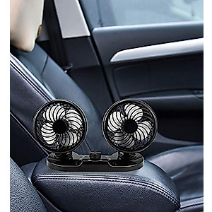 HITOPTY 12V Car Fan, 360 Degree Swivel 2 Speed Electric Backseat Fans for Auto SUV RV Vehicle Boat