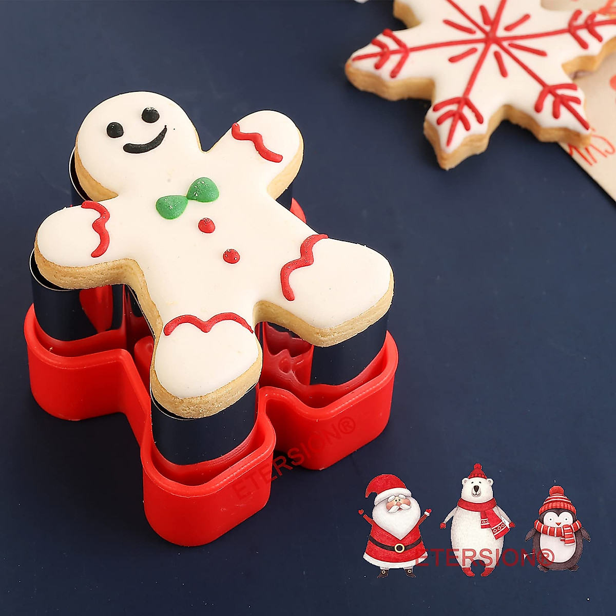 ETERSION Gingerbread Cookie Cutters 5 Pieces 5 Sizes 1" to 4.9" Gingerbread Man Cookie Cutter