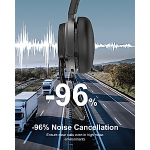 TZS Trucker Bluetooth Headset, Wireless Headset with ENC Noise Cancelling & Mute Button Microphone, V5.0 Handfree Bluetooth Headphone for Driving/Business/Office Compatible with iPhone and Android
