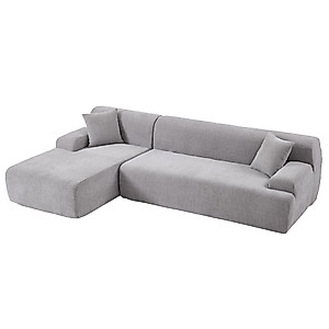P PURLOVE Minimalist L Shaped Sofa Couch, Modular Sectional Living Room Sofa Couch,2 Piece Free Combination Simple L-Shape Sofa Sectional Couch for Living Room,Small Places,Gray