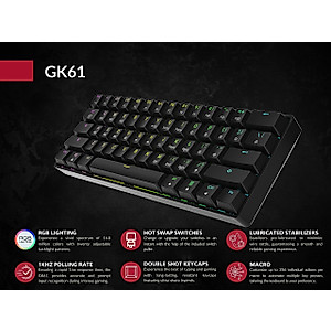 GK61 Mechanical Gaming Keyboard - 61 Keys Multi Color RGB Illuminated LED Backlit Wired Programmable for PC/Mac Gamer (Gateron Optical Yellow, Black)