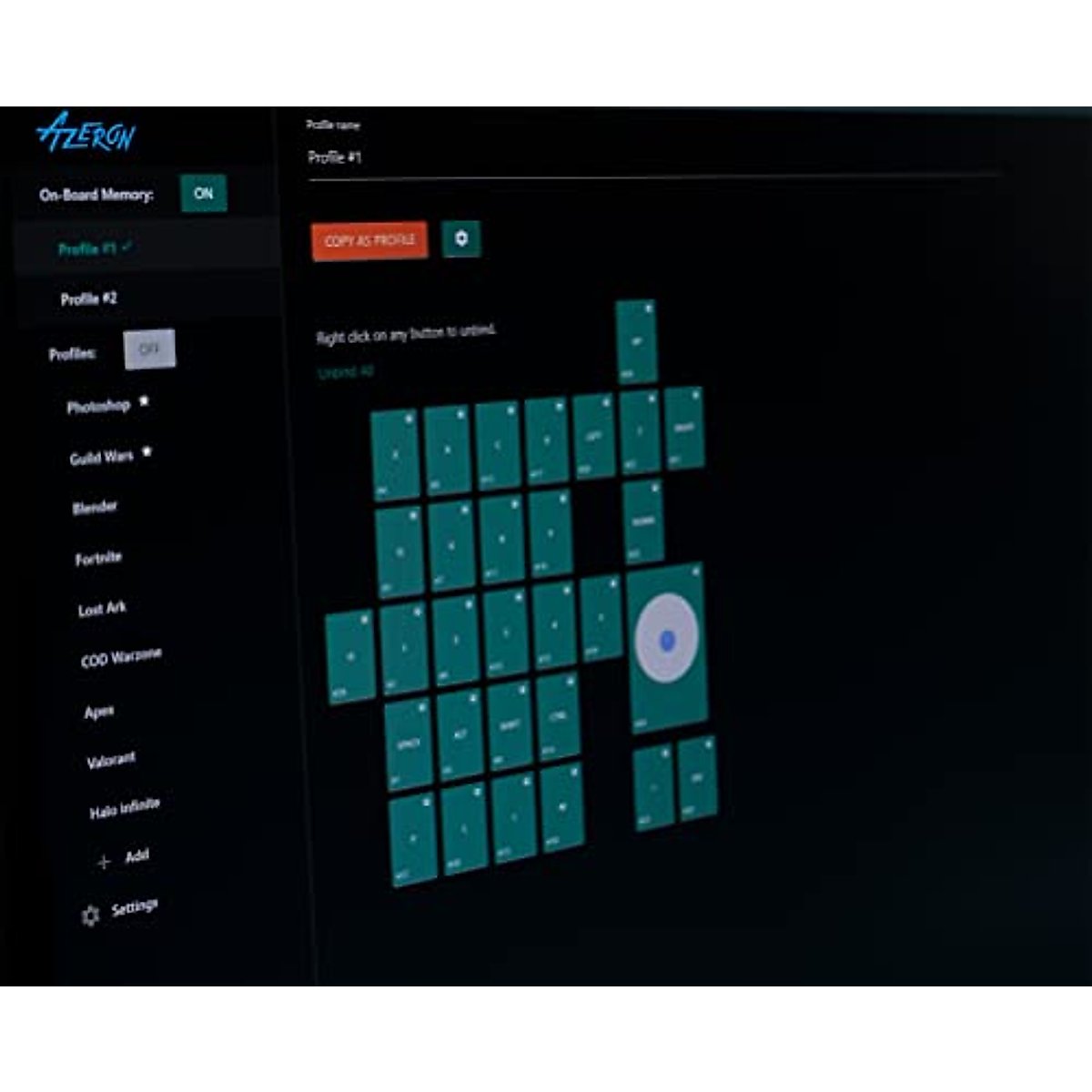 AZERON Cyborg Gaming Keypad – One Handed for PC – with Analog Thumbstick and 29 Programmable Keys – 3D Printed Customized – for Righties (Galaxy Purple)