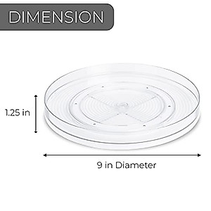 Smart Design Turntable Lazy Susan Spinning Organizer - 11.50 Inch - BPA Free Plastic Resin - Food, Condiments, Baking, Fridge, Freezer, Countertop, Cabinet, Pantry Storage - Kitchen - Clear