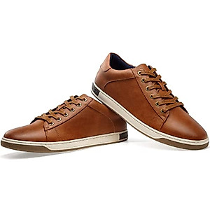 Vostey Men's Sneakers Fashion Brown Casual Shoes Dress Sneaker Oxford Shoes(B81Q13 Yellow Brown 10)