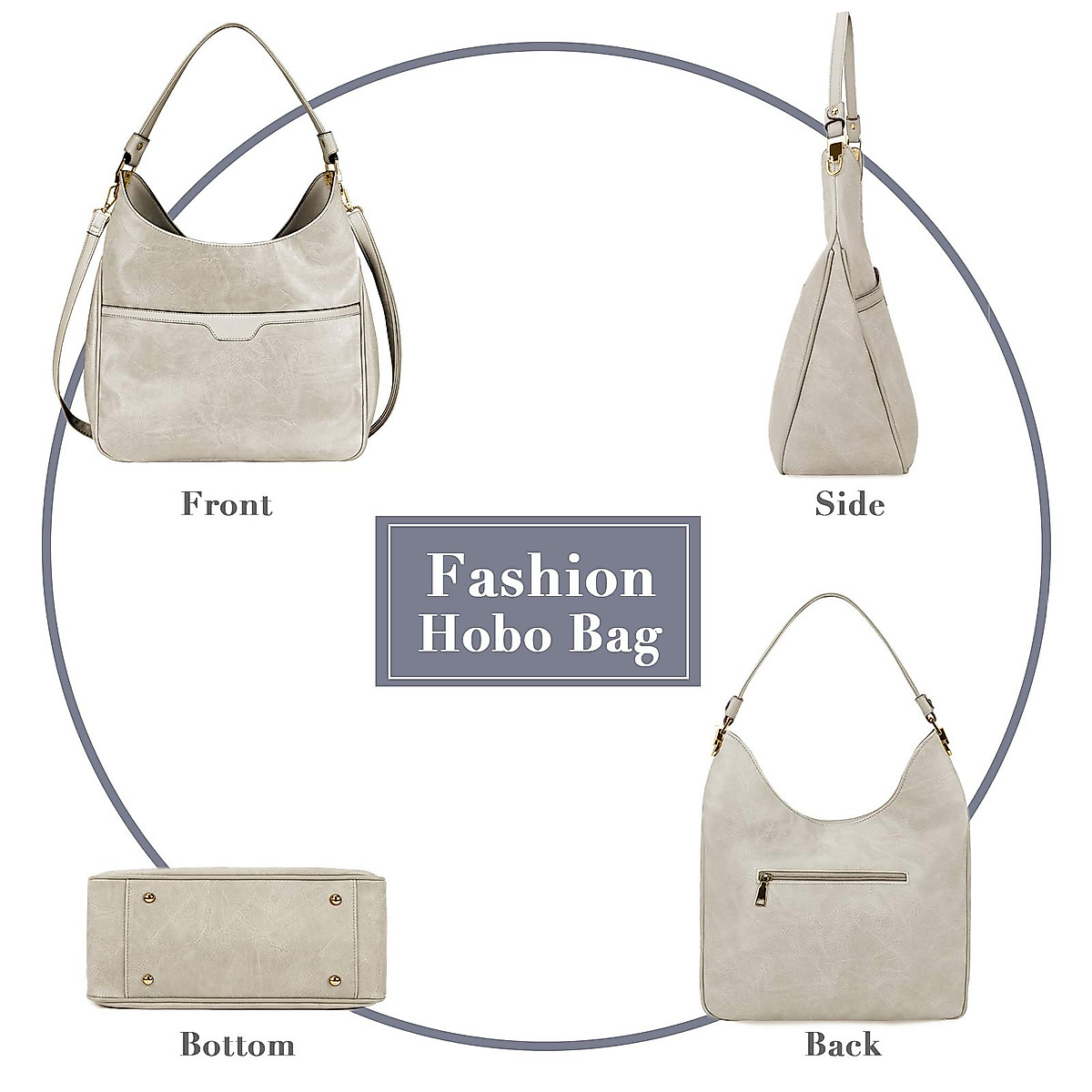 Hobo Handbags For Women Leather Purses and Handbags Large Crossbody Bags with Adjustable Shoulder Strap