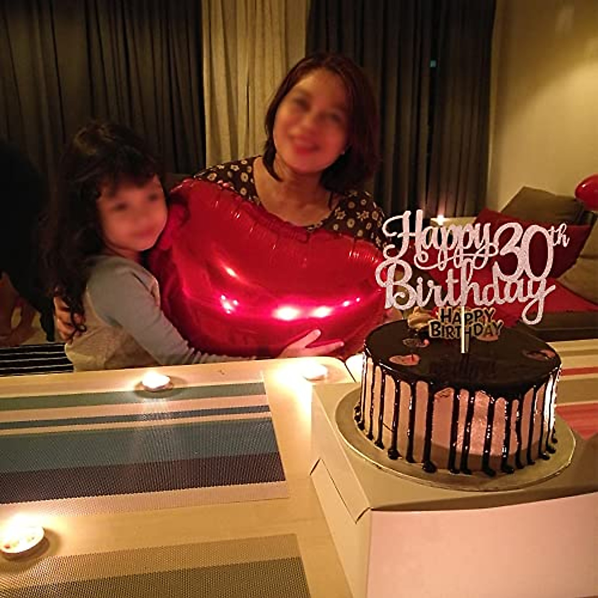 1 PCS Happy 30th Birthday Cake Topper Glitter Cheers to 30 Years Birthday Cake Pick 30 Fabulous Cake Decoration for Happy 30th Birthday Anniversary Party Decorations Supplies Rose Gold