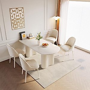 GraceNook 63" White Dining Table, Oval Dining Room Table, Modern Dining Table for 2,4,6 Person, Kitchen Table, Nook Dining Table Set for Dining Room,Kitchen,Breakfast Nook or Reception Room