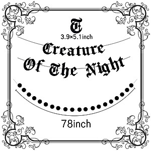 LaVenty Creature Of The Night Banner Garland Goth Banner Gothic Garland Horror Movie Night Decoration Goth Bedroom Decoration Birthday Wedding Bridal Shower Banner