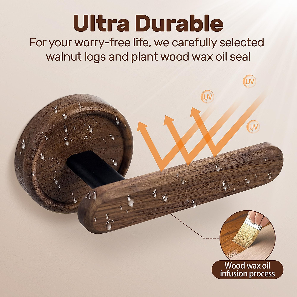 Hat Rack for Wall Hat Organizer for Baseball Caps Strong Adhesive Hat Hooks for Wall Decorative Hooks Walnut Cap Holder Organizer Hat Holder Storage Hanger for Closet Door, Gift for Man Woman(2 Pack)