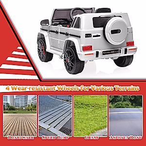 TOBBI 12V Kids' Electric Vehicle, Licensed Mercedes Benz G63 Electric Car for Kids, Kids Ride On Car Parents Remote Control, Openable Doors/Spring Suspension System/Music's Play & Led Lights-White