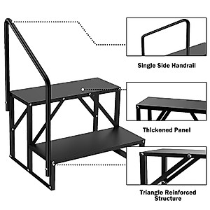 Fruyyzl 2 Step Stool Ladder for Adults, Safety Ladder Bookshelf 440Lbs, Hot Tub Stairs with Handrail, Swimming Pool Ladder Above Ground, Home Decor for Office, Household, Kitchen (2 Step 1PCS)