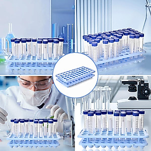 BIGLEE Plastic Test Tube Holder Rack with Silicone Pad for Test Tubes with a Diameter of Less Than 18MM, Detachable,Holes 50 (1 Pack)