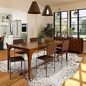 Guyi Rare Faux Cowhide Rug 8X6 ft Large Cowhide Modern Cow Rug Tan Area Rugs for Living Room Bedroom Dinning Room Animal Print Rug