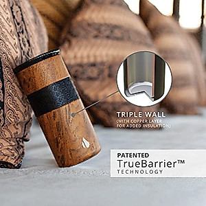 Elemental Artisan Insulated Tumbler, Triple Wall Coffee Travel Mug, Reusable Stainless Steel Coffee Tumbler with Ceramic Lid, Thermal Coffee Cups for Hot (6 Hrs) & Cold (18 Hrs), 16oz - Teak Wood