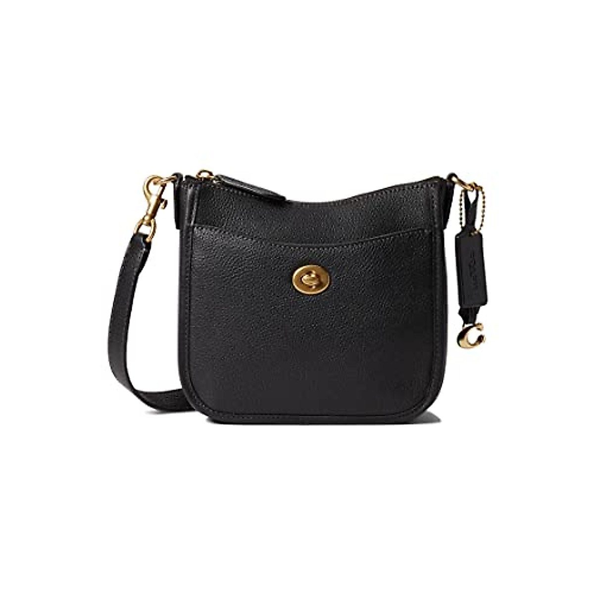 COACH Polished Pebble Leather Chaise Crossbody 19 Black One Size