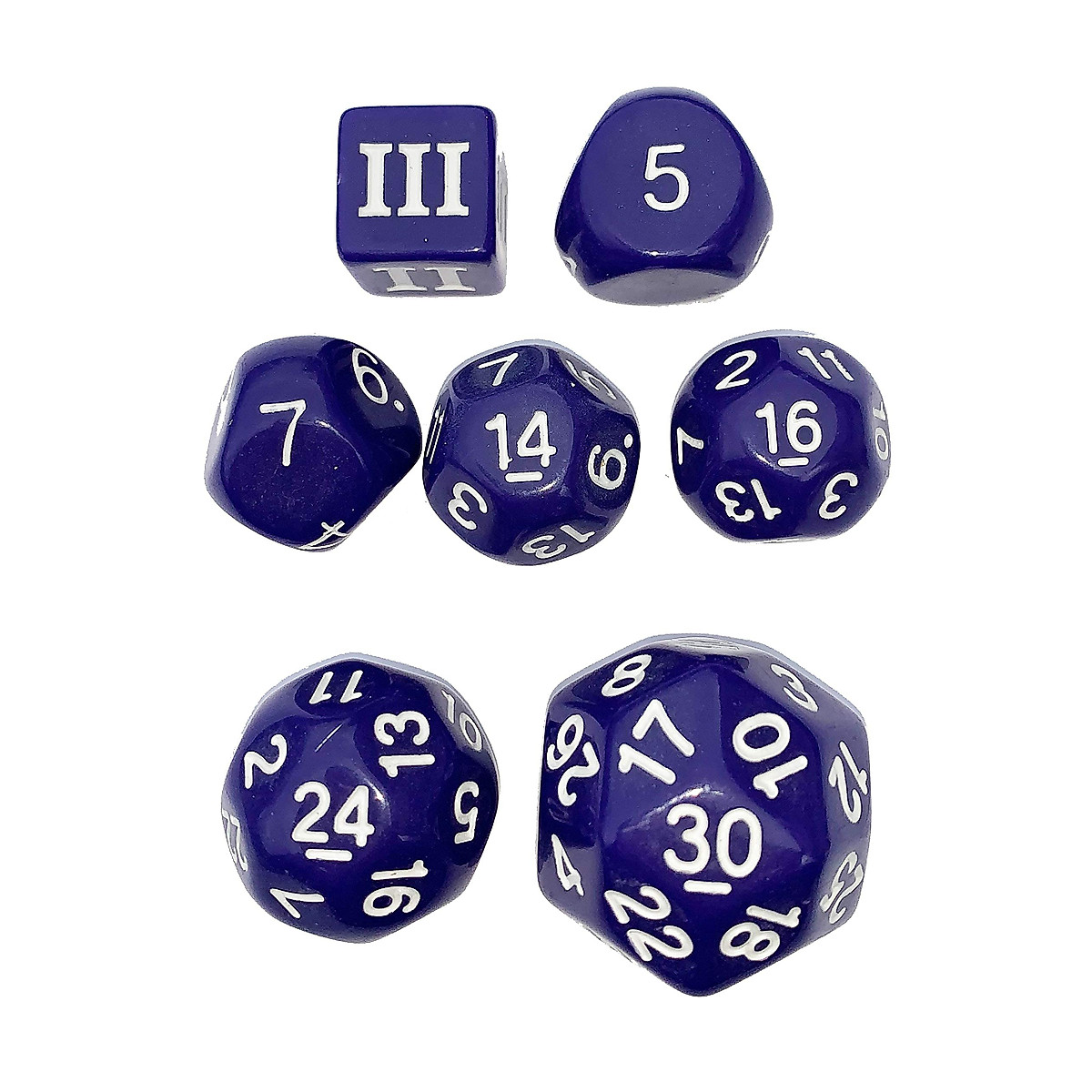 DCC Special 7 - Purple - Set of 7 Rare and Unusual RPG dice Approved for use with Dungeon Crawl Classics