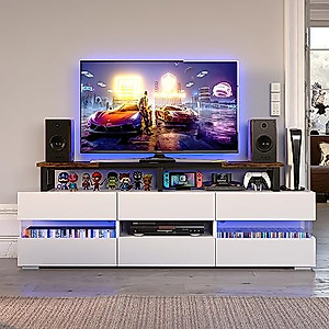 YAOHUOO 47" Large TV Riser for 32-60 inch TV, TV Riser Stand Shelf with Steel Legs,Tabletop TV Stand Riser for Home Office,Rustic Brown