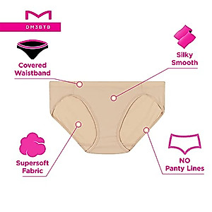 Maidenform Barely There Women's Underwear Bikini Pack, Invisible Look Panties, 3-Pack, Black/Marker Floral Print/Navy