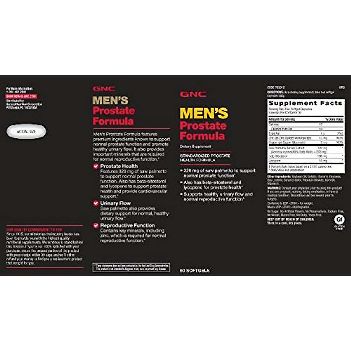 GNC Men's Prostate Formula, Twin Pack, 60 Softgels per Bottle, Supports Normal Reproductive Function
