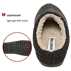 Minnetonka Men’s Corbin Slippers - Fleece-Lined Clog Crafted with Slip-On Design, Fabric Upper, Berber Lining, EVA Midsole, and Water-Resistant Materials, Black, 13