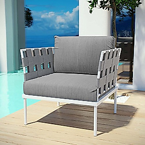 Modway EEI-2602-WHI-GRY MO-EEI-2602-WHI-GRY Harmony Outdoor Patio Aluminum, Armchair, White Gray