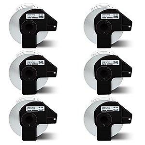 NineLeaf (6 Roll /400 Labels per Roll) Die-Cut Standard Address Labels with Cartridge Compatible for Brother DK-1208 DK1208 38mm x 90mm (3-1/2" x 1-1/2") White Paper use in QL Label Printers