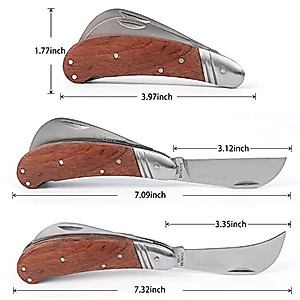 BaiCarre Pruning Knife, Double Blade Grafting Knife, Stainless Steel Garden Budding Knife, Folding Pocket Knife for Grafting Multi Cutting Tool, Weed Bushes Branches Mushroom Diggig Knife
