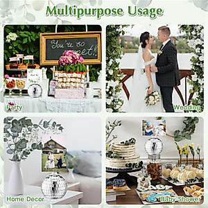 Engrowtic 10 Pcs Disco Ball Place Card Holders 4 Inch Large Silver Table Number Holder for Photo Name Card Stands Disco Centerpiece Decor for Holiday Wedding Party Birthday Table Display Menu Picture