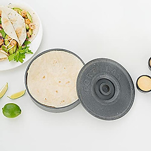 Restaurantware 8.5 x 2.3 Inch Tortilla Warmer 1 Microwavable Tortilla Holder - Lid Included Insulated Gray Plastic Tortilla Keeper Tortilla Server For Homes and Restaurants Durable