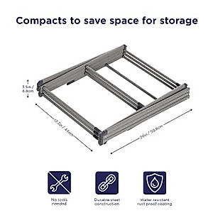 BLACK + DECKER 3 Tier Expandable Collapsing Foldable Laundry Rack for Air Drying Clothing, Space Saving Heavy Duty Lightweight Metal Drying Rack(Silver)