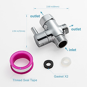 OFFO Shower Diverter Valve, T Adapter with Shut off Valve, 3 Way 7/8” or 15/16” x 7/8” or 15/16” x 1/2” All Metal T Valve Adapter Attachment for Sprayer Brass