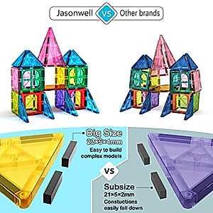 Jasonwell Magnetic Tiles Kids Magnetic Blocks Building Sets 3D Magnet Tile Building Blocks Magna Construction Educational STEM Toys Gifts for Toddlers Boys Girls 3 4 5 6 7 8 9 10 + Year Old