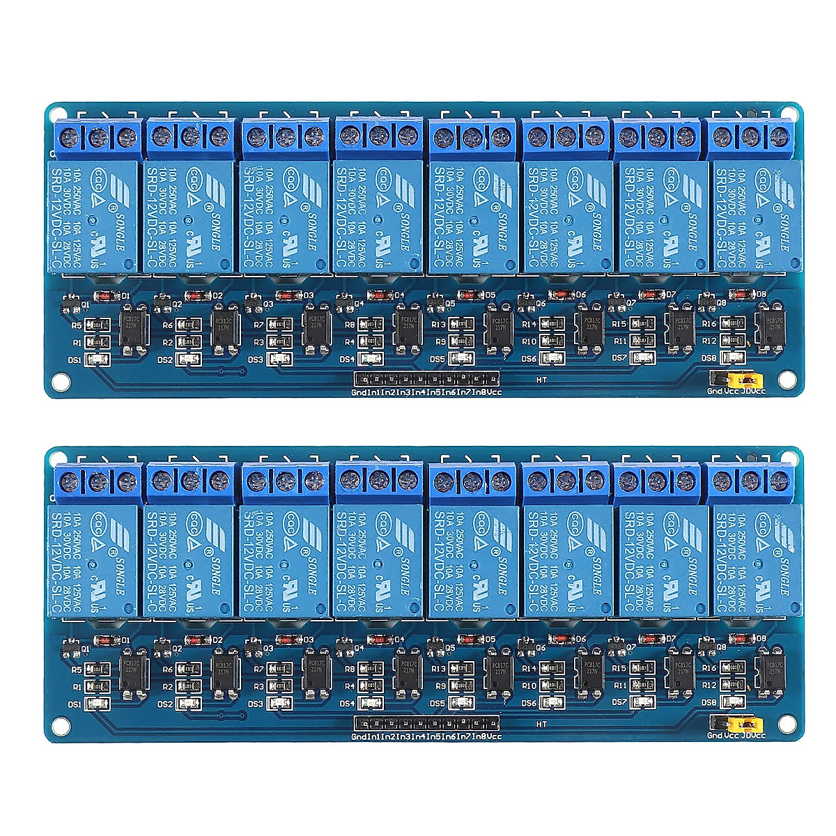 AEDIKO 2pcs 8 Channel Relay Module DC 12V Relay Module Board for DIY DSP AVR PIC ARM
