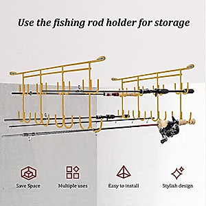 THKFISH Fishing Rod Holders for Garage Ceiling Fishing Rod Rack Store 16 Fishing Rod Combos Fishing Rod Rack for Garage Room Boats,1pair-WHITE