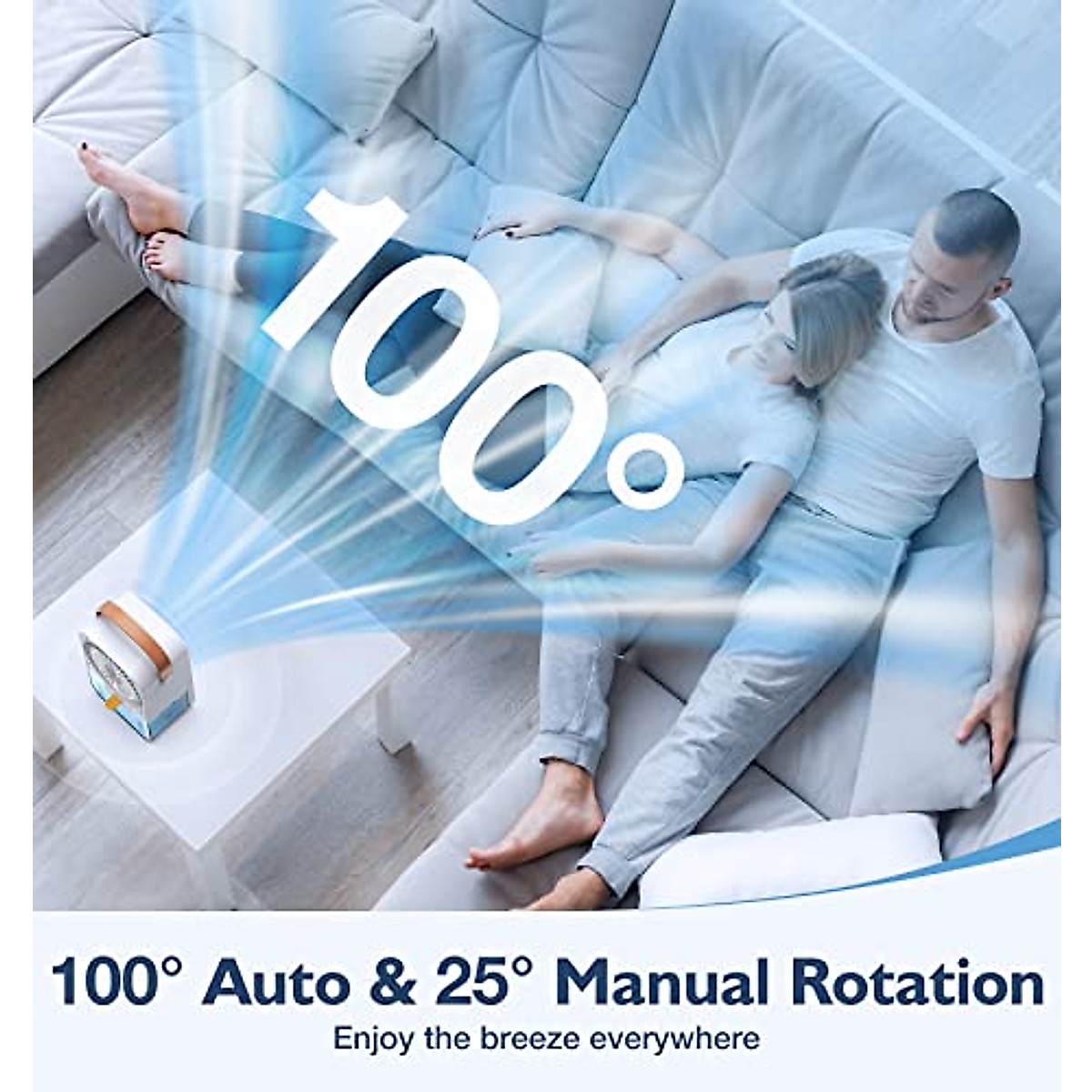 XL Evaporative Air Conditioner Portable Air Cooler,Powerful 4-Speed,Quiet, 650 ML Water Tank,Display Prower Desktop Cooling Fan For Bedroom, Office, Living Room & More