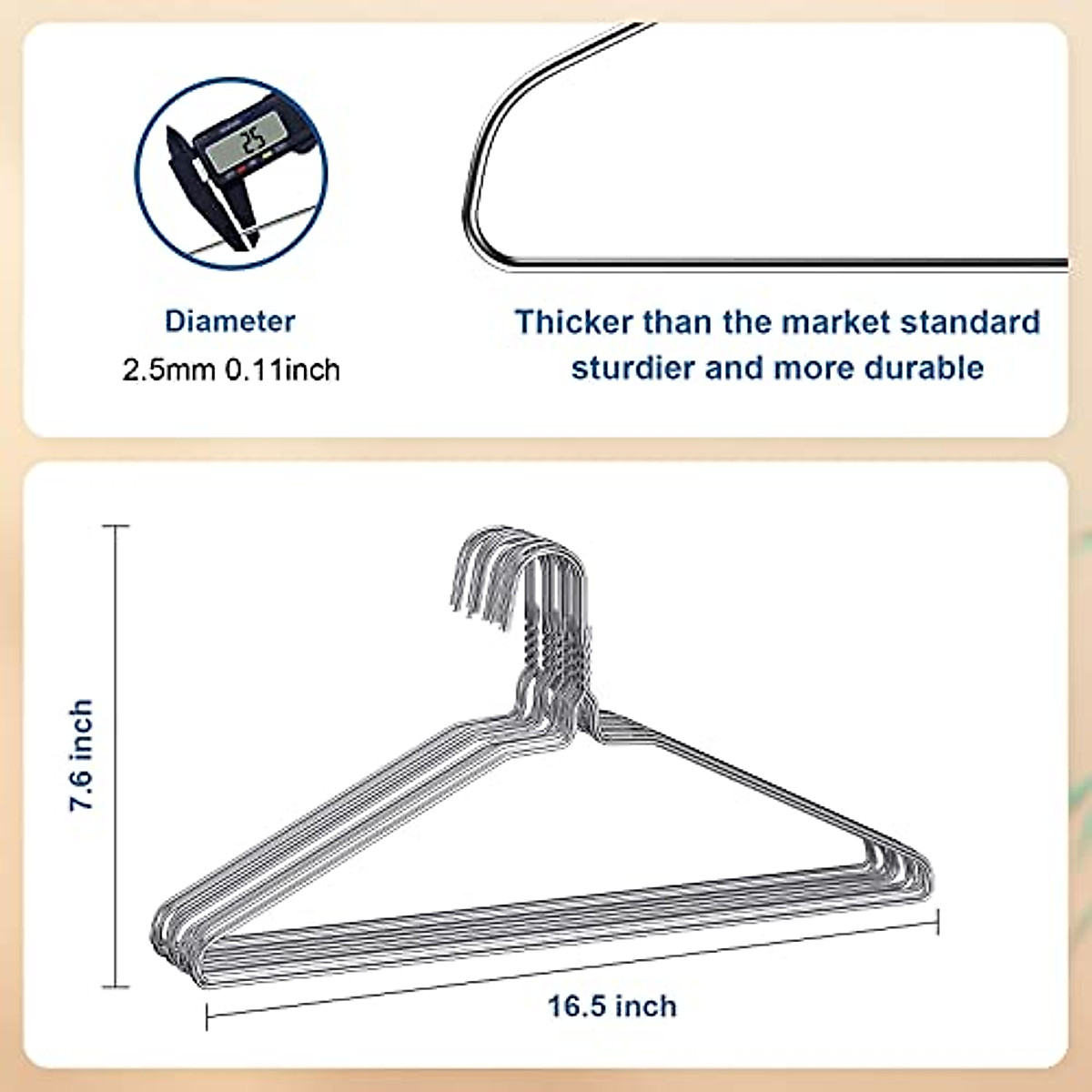 SPECILITE Wire Hangers 100 Pack, Metal Wire Clothes Hanger Bulk for Coats, Space Saving Metal Hangers Non Slip 16 Inch 12 Gauge Ultra Thin for Standard Size Suits, Shirts, Pants, Skirts-Silver
