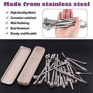 Swpeet 23Pcs Stainless Steel Micro Lab Scoop Spoon Lab Spatulas Assortment Kit, Pill Filler Tamper Tool Micro Spatula Steel Spoon Reagent Laboratory Mixing Spatula Long Sampling Spoon for Powders Gel