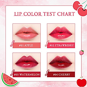 2 Colors Lip Stain Tint,Plumping Mini Liquid Lipstick,Hydrating Moisturizing Lip Cheeks And Eyes,Waterproof&Long Lasting,Natural Glossy Korean Lip Tint Stain Easy Application, Non-Sticky(01+02)