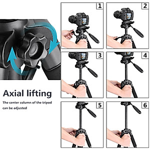 Neewer Portable 56 inches/142 centimeters Aluminum Camera Tripod with 3-Way Swivel Pan Head,Bag for DSLR Camera,DV Video Camcorder Load up to 8.8 pounds/4 kilograms Black(SAB234)