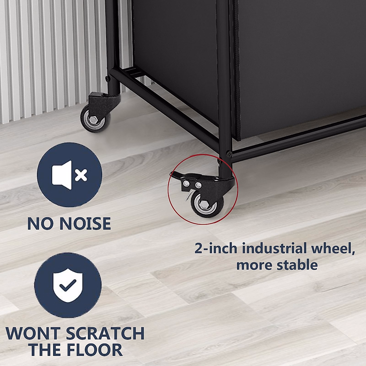 LINZINAR 4 Bag Laundry Basket Sorter Laundry Hamper Cart with Heavy Duty Rolling Lockable Wheels and Removable Bags,Black