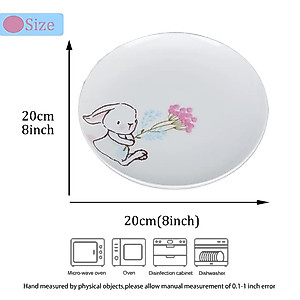 XinHuiGY Bunny Rabbit Ceramic plates,Dishes for Dessert Food Server dishes,8inch cute Dessert Cake Plate Set of 2, Tableware Crafts for Easter day,Wedding,mother's day