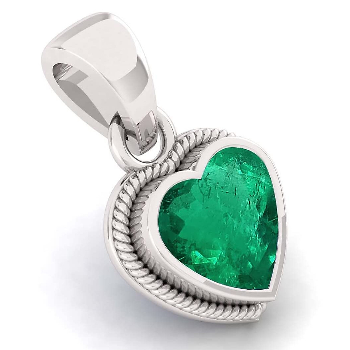 SirDaksh 3.25 Carat Natural Emerald Heart Shape Locket Necklace For Women