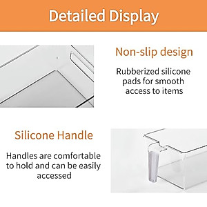 vacane 2 Pack Refrigerator Organizer Bins with Silicone Handle,Plastic Pantry Organization and Storage,BPA-Free Multi-Use Organizer Bins,Kitchen Containers for Fruit,Vegetable