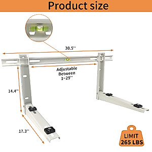 Mini Split Air Conditioner Bracket , Outdoor Wall Mounting Bracket for Ductless Mini Split Air Conditioner Heat Pump Systems, Universal,7000-18000 Btu AC Units, Heavy Duty Support up to 265 LBS